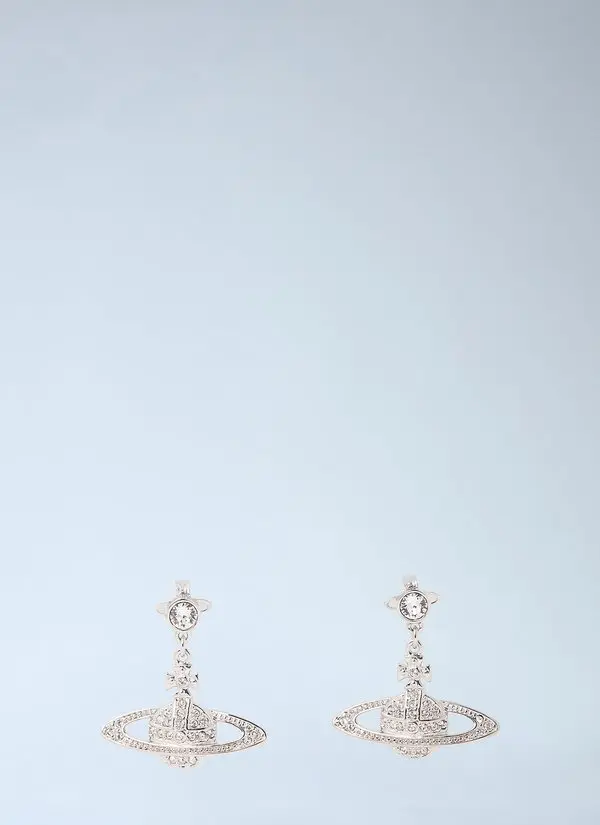 VIVIENNE WESTWOOD Mini Bas Relief Drop Earrings With Crystal Embellishments - Silver