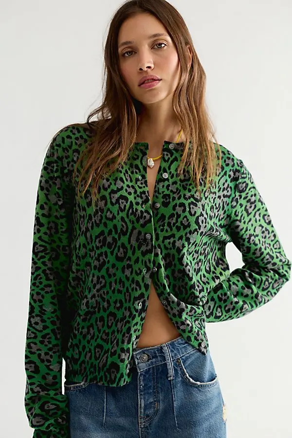 Anna Sui Jaguar Printed Cardigen