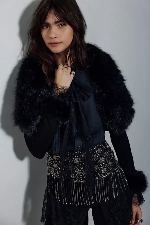 Free People Penny Lane Fur Bolero - Black