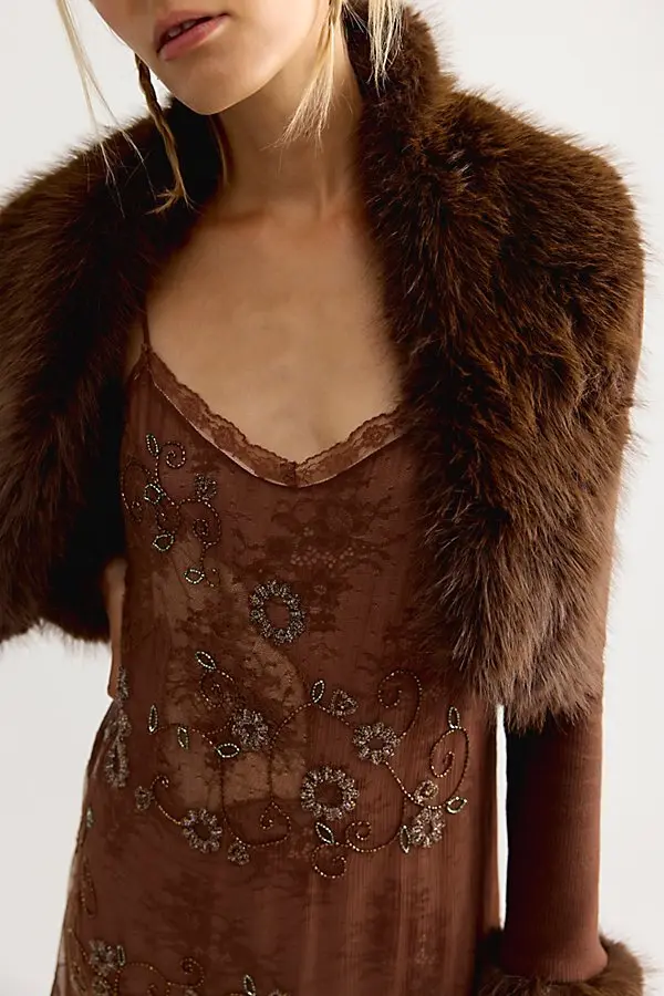 Free People Penny Lane Fur Bolero - Latte