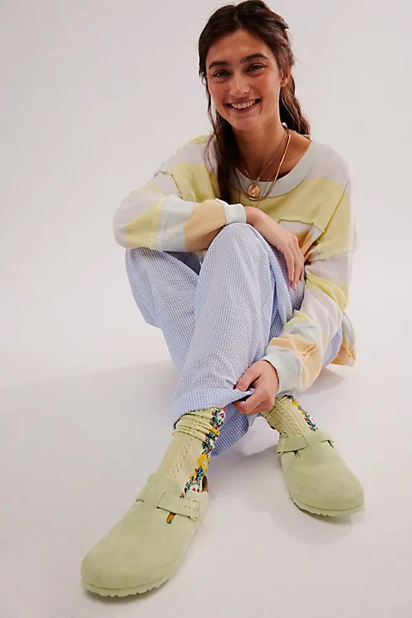BIRKENSTOCK Boston Soft Footbed Clogs - Faded Lime