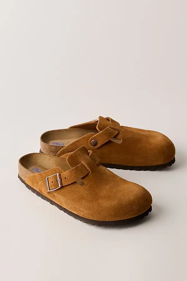 BIRKENSTOCK Boston Soft Footbed Suede Clogs - Mink