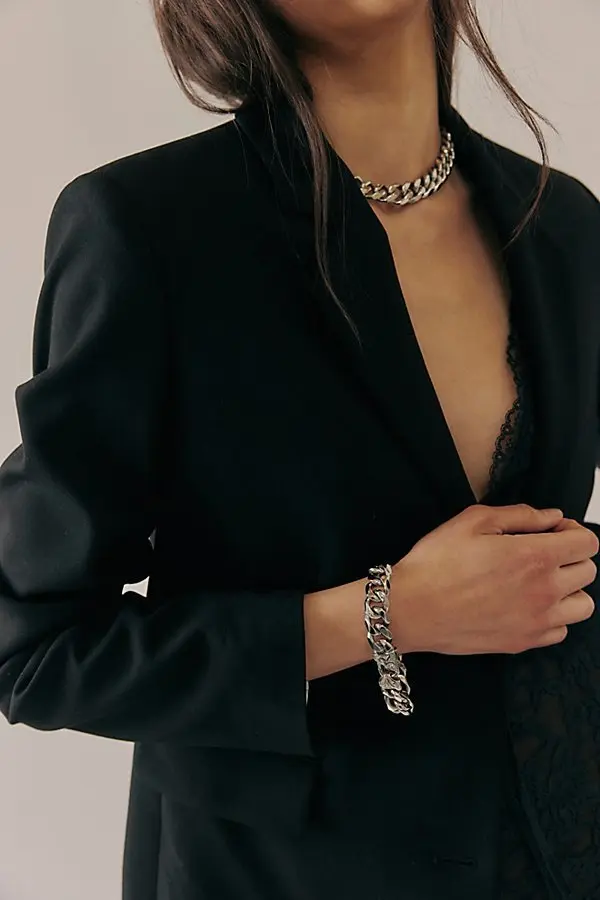 ATELIER CG Handmade Stainless Steel Curb Chain Bracelet - Slvr/argnt