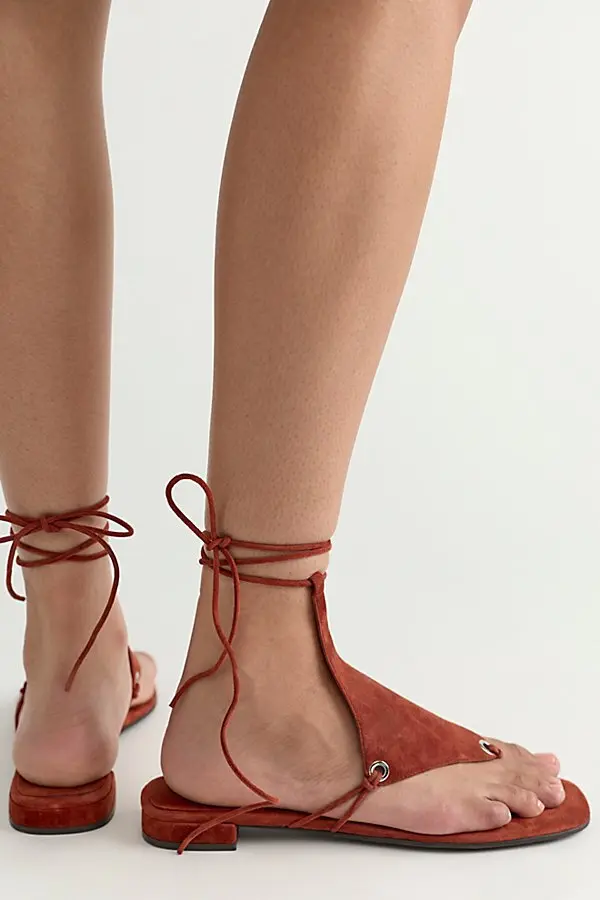 Jeffrey Campbell Indio Wrap Sandals - Rust Suede