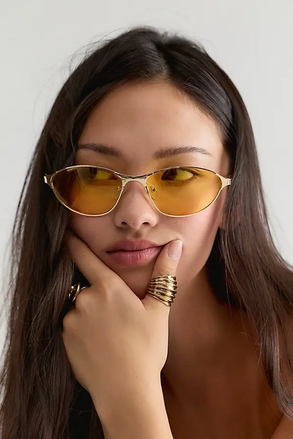 Free People Crosby Metal Cat Eye - Gold/yellow Lens