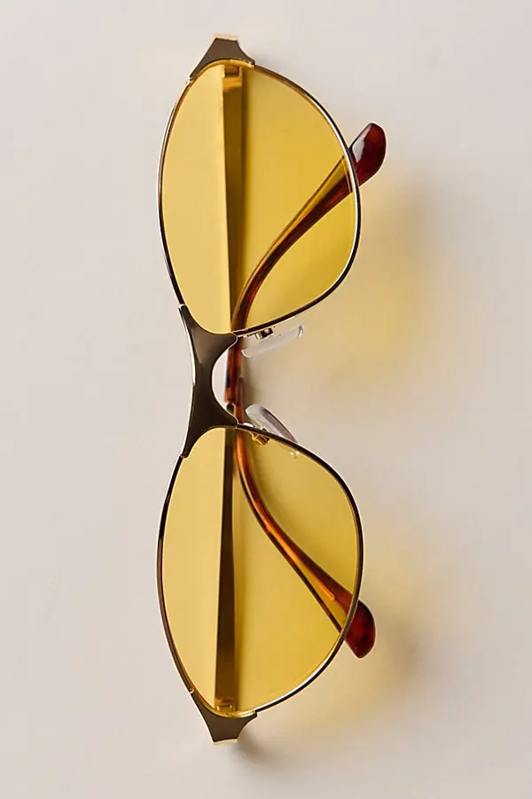 Free People Crosby Metal Cat Eye - Gold/yellow Lens