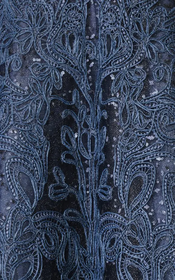 Naeem Khan Raffia V-neck Cap Sleeve Gown