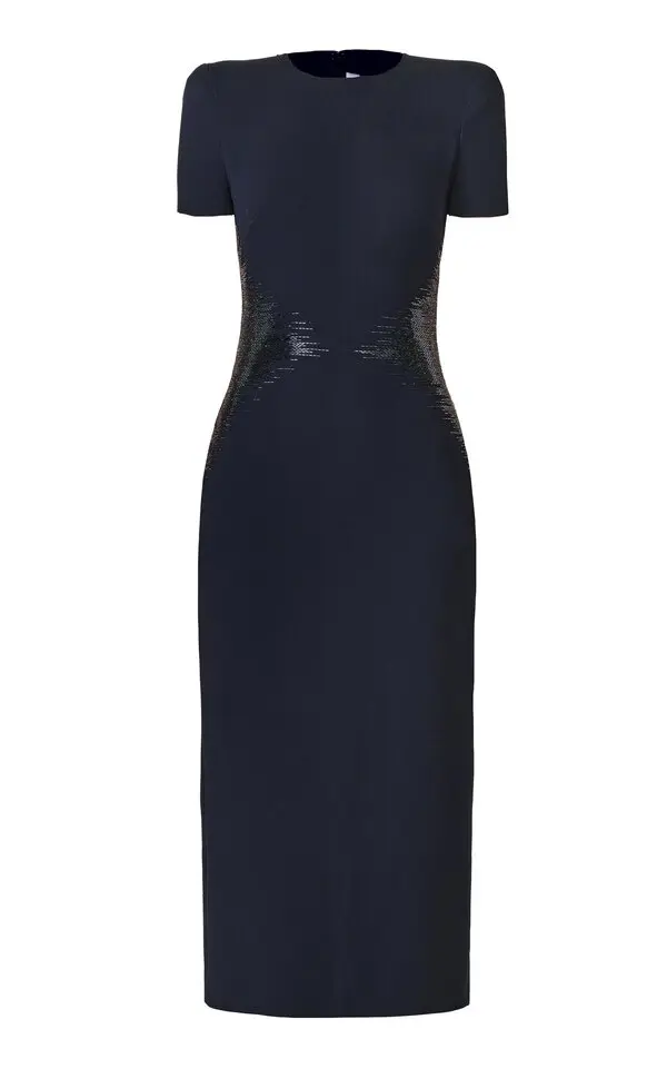 Naeem Khan Beaded Waist Crepe Cocktail Dress