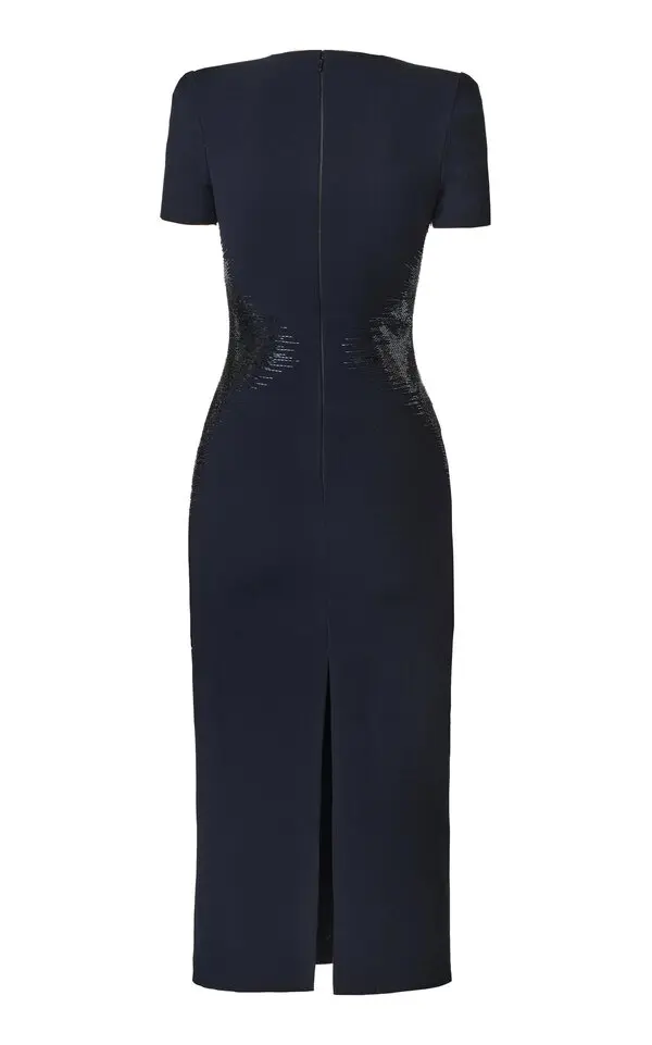 Naeem Khan Beaded Waist Crepe Cocktail Dress