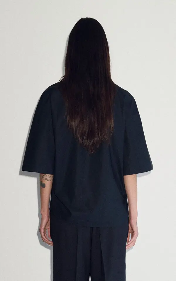 DARKPARK Detailed Leather Polo Shirt With Gold Necklace