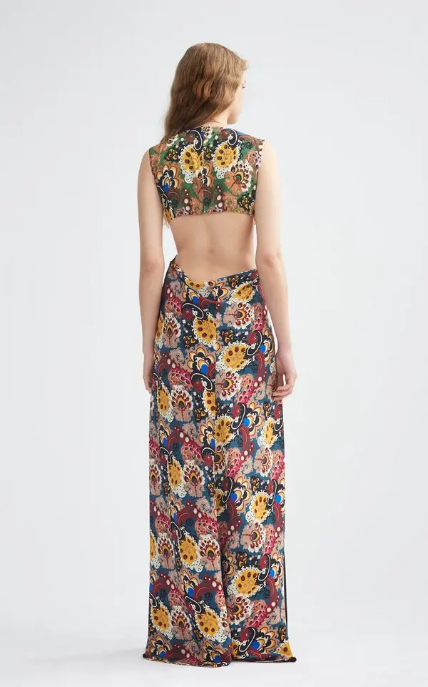 DAR ZÉRO STUDIO Exclusive Printed Silk Long Twist Top
