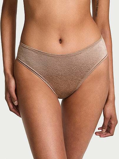 Victoria's Secret No-show Snake Jacquard Mid-rise Thong Panty - Brown