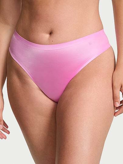 Victoria's Secret No-show Snake Jacquard Mid-rise Thong Panty - Pink