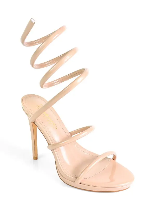 Frederick's Of Hollywood Sabine Spiral High Heel Sandals - Nude