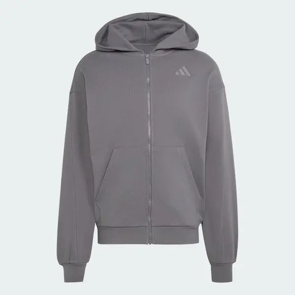 Adidas Kit Small Logo Full-zip Hoodie - Grey Five