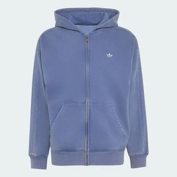 Adidas Trefoil Essentials Washed Full Zip Loose Hoodie