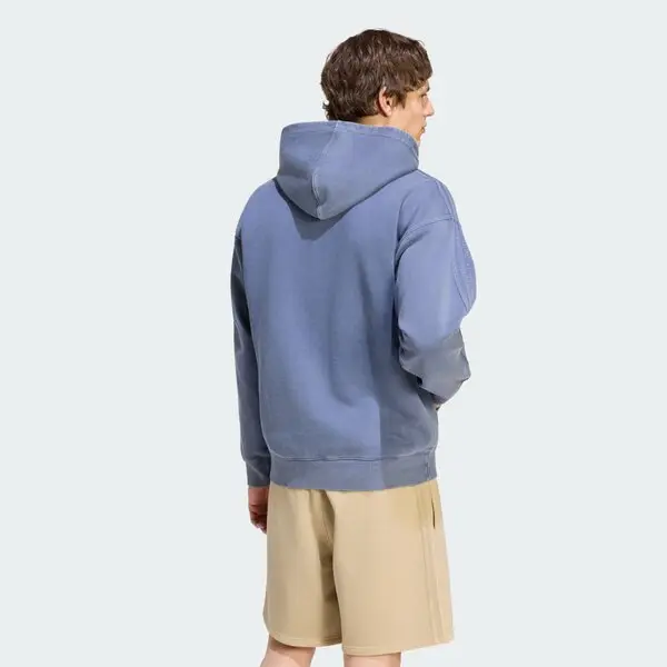 Adidas Trefoil Essentials Washed Full Zip Hoodie - Dark Blue