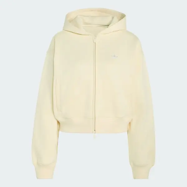Adidas Essentials Fleece Cropped Full-zip Hoodie - Warm Vanilla