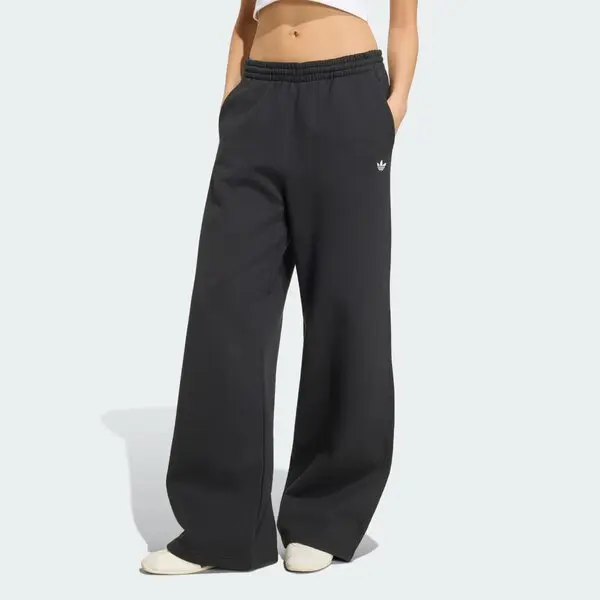 Adidas Essentials Wide Leg Fleece Pants - Black