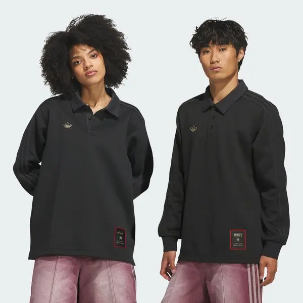 Adidas Skateboarding X Tyshawn Rugby Long Sleeve Shirt - Black