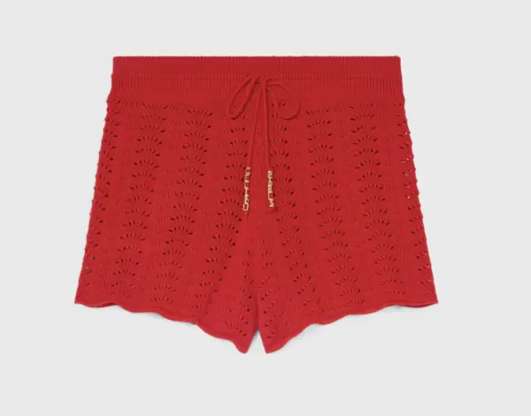 Celine Pointelle Mini Shorts - Red