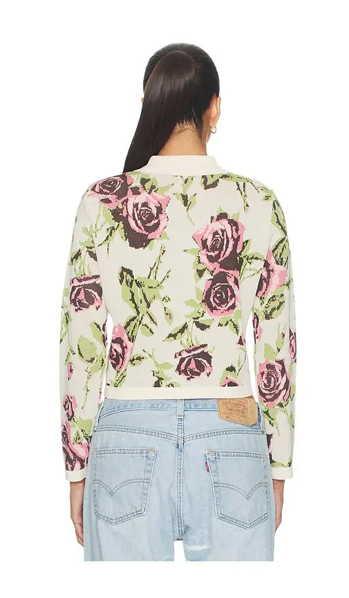 L'Agence Osiris Jacquard Collared Cardigan - Cream