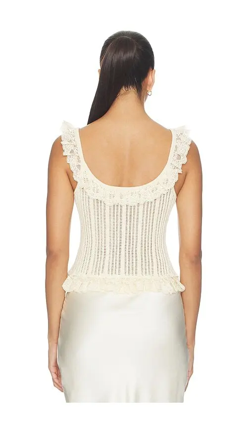 Tularosa Pointelle Knit Ruffle Top