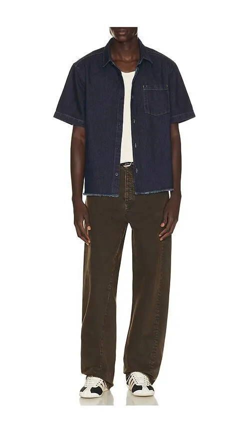 PERCIVAL Harley Denim Cropped Boxy Shirt In . Also - Blue