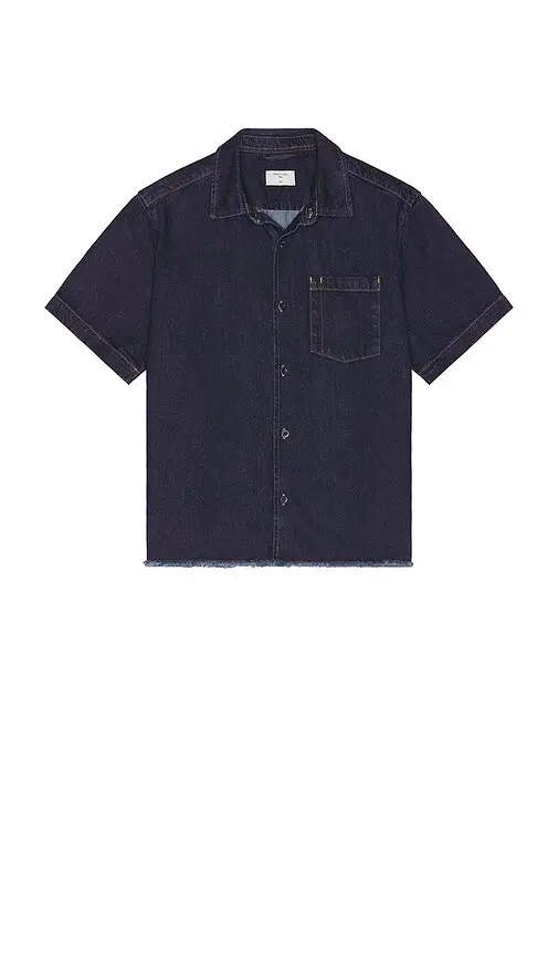 PERCIVAL Harley Denim Cropped Boxy Shirt In . Also - Blue