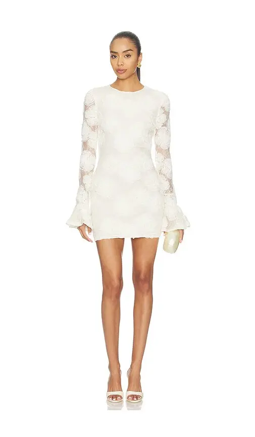ROTATE BY BIRGER CHRISTENSEN Flower Mesh Mini Dress - White