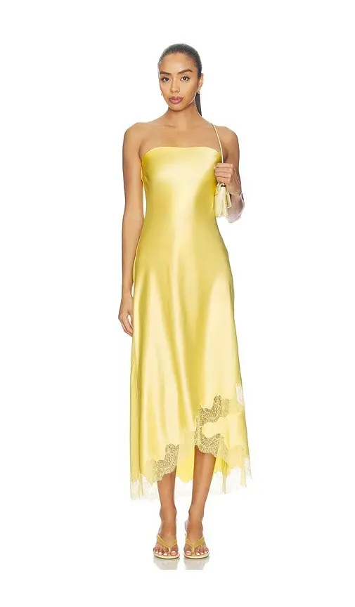 Cami Nyc Alexandria Strapless Lace Trim Maxi Dress - Yellow