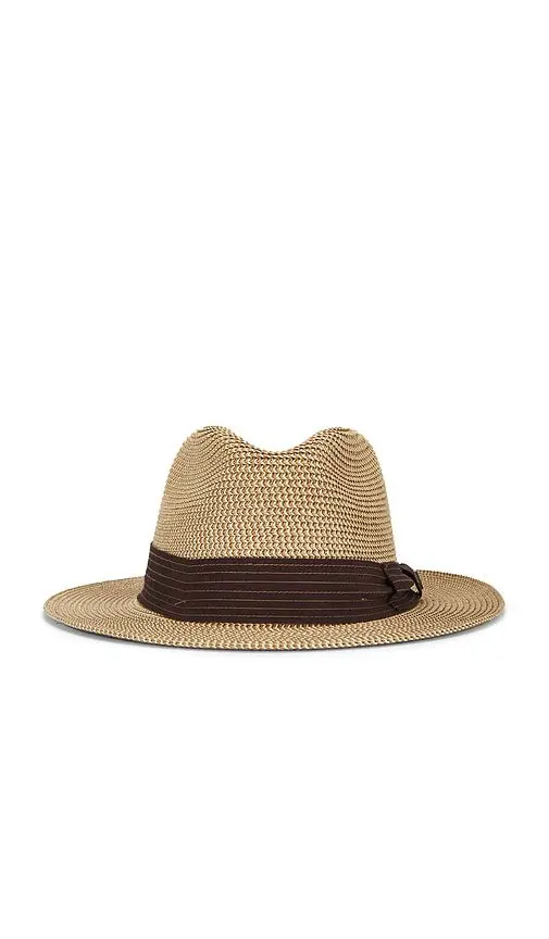 Brixton Roma Packable Straw Fedora Hat - Nude