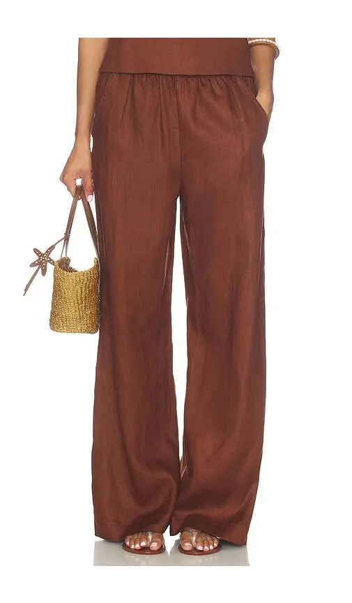A.L.C. Tyler Wide Leg Linen Pants - Brown