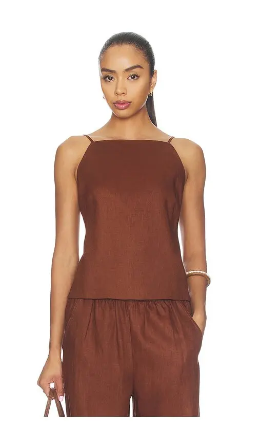 A.L.C. Reese Linen Top - Brown