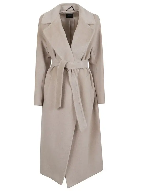 Max Mara Tempera Belted Long-sleeved Coat - Taupe