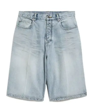 Balenciaga Bleach Light Bleu Denim Stay Press Shorts - Light Blue