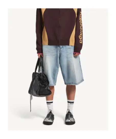 Balenciaga Bleach Light Bleu Denim Stay Press Shorts - Light Blue