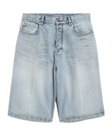 Balenciaga Bleach Light Bleu Denim Stay Press Shorts - Light Blue