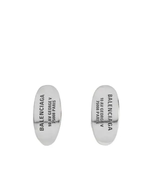 Balenciaga Everyday Stud Earrings In Antique Silver - White