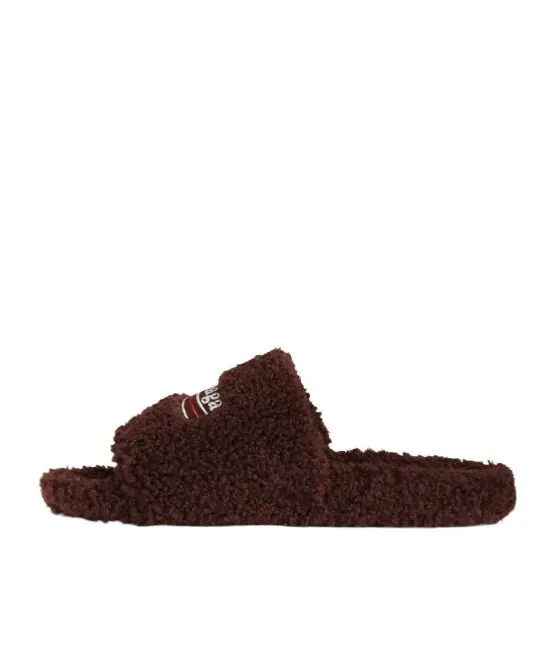 Balenciaga Furry Open Mule In Châtaigne