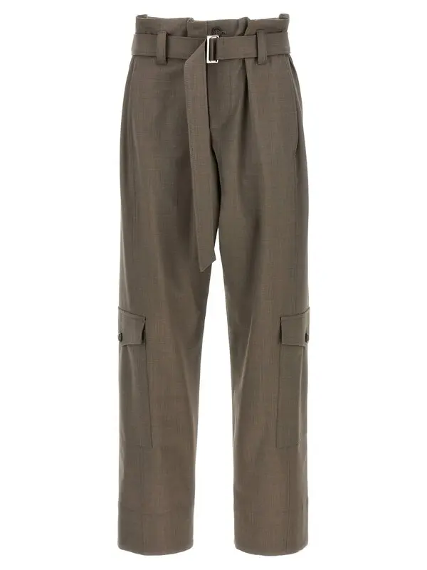 Brunello Cucinelli Belted Wide Leg Pants - Brown