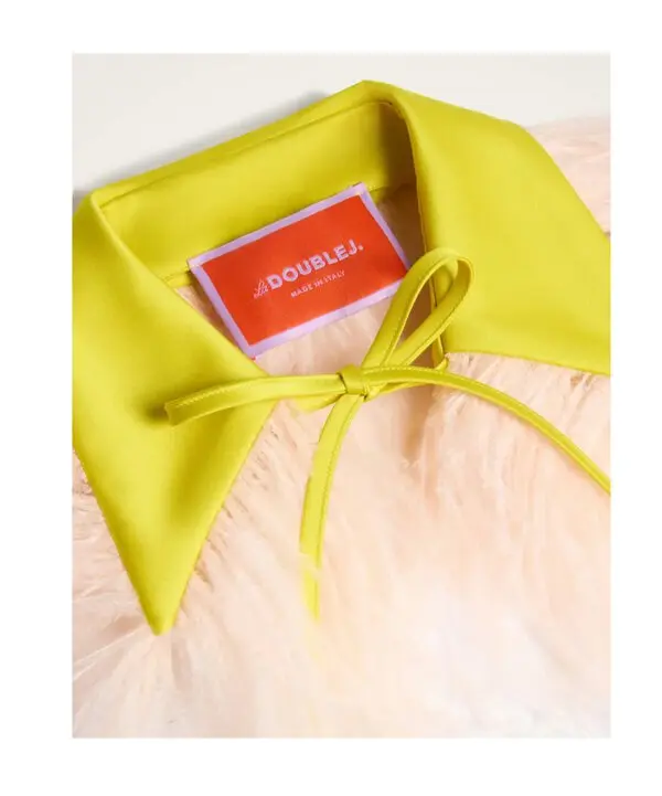 La DoubleJ La Scala Feather-trim Shirt Collar