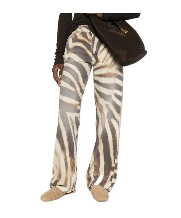 7 For All Mankind Stovepipe Zebra-print Straight-leg Jeans