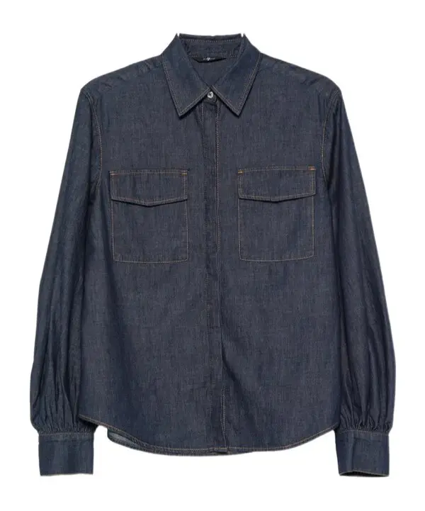 7 For All Mankind Balloon-sleeve Denim Shirt