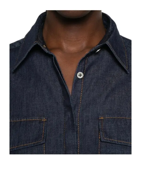 7 For All Mankind Balloon-sleeve Denim Shirt