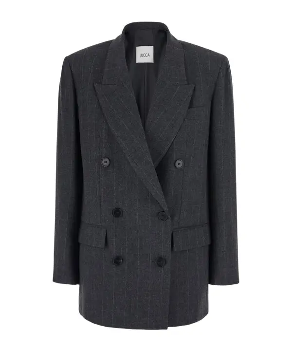 JUCCA Double-breasted Prince Of Wales Check Blazer In A Wool Blend