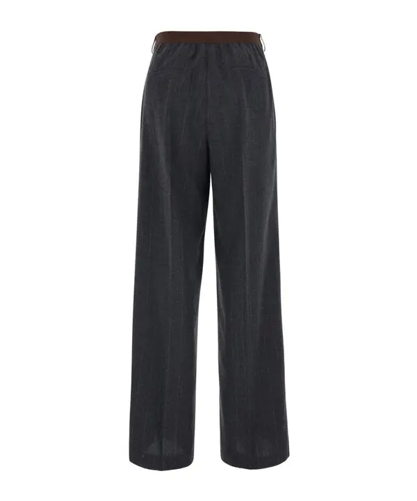 JUCCA Gray Pants With Striped Motif In Wool Blend For