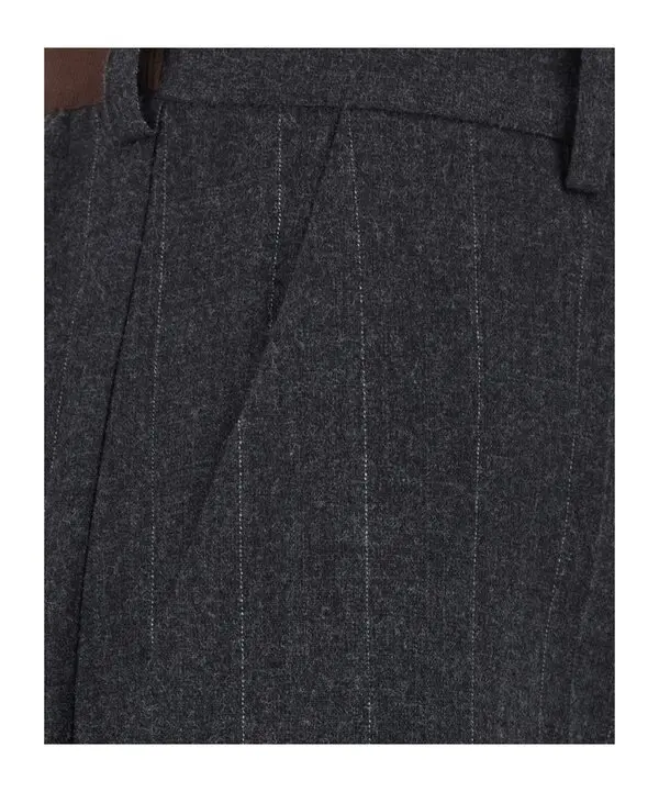 JUCCA Gray Pants With Striped Motif In Wool Blend For