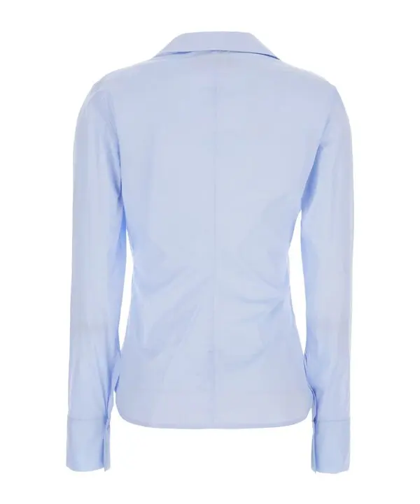 SEMICOUTURE V-neck Long-sleeve Top - Light Blue