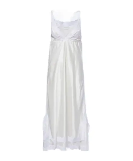 Magda Butrym Lace Trimmed Silk Satin Midi Slip Dress - White